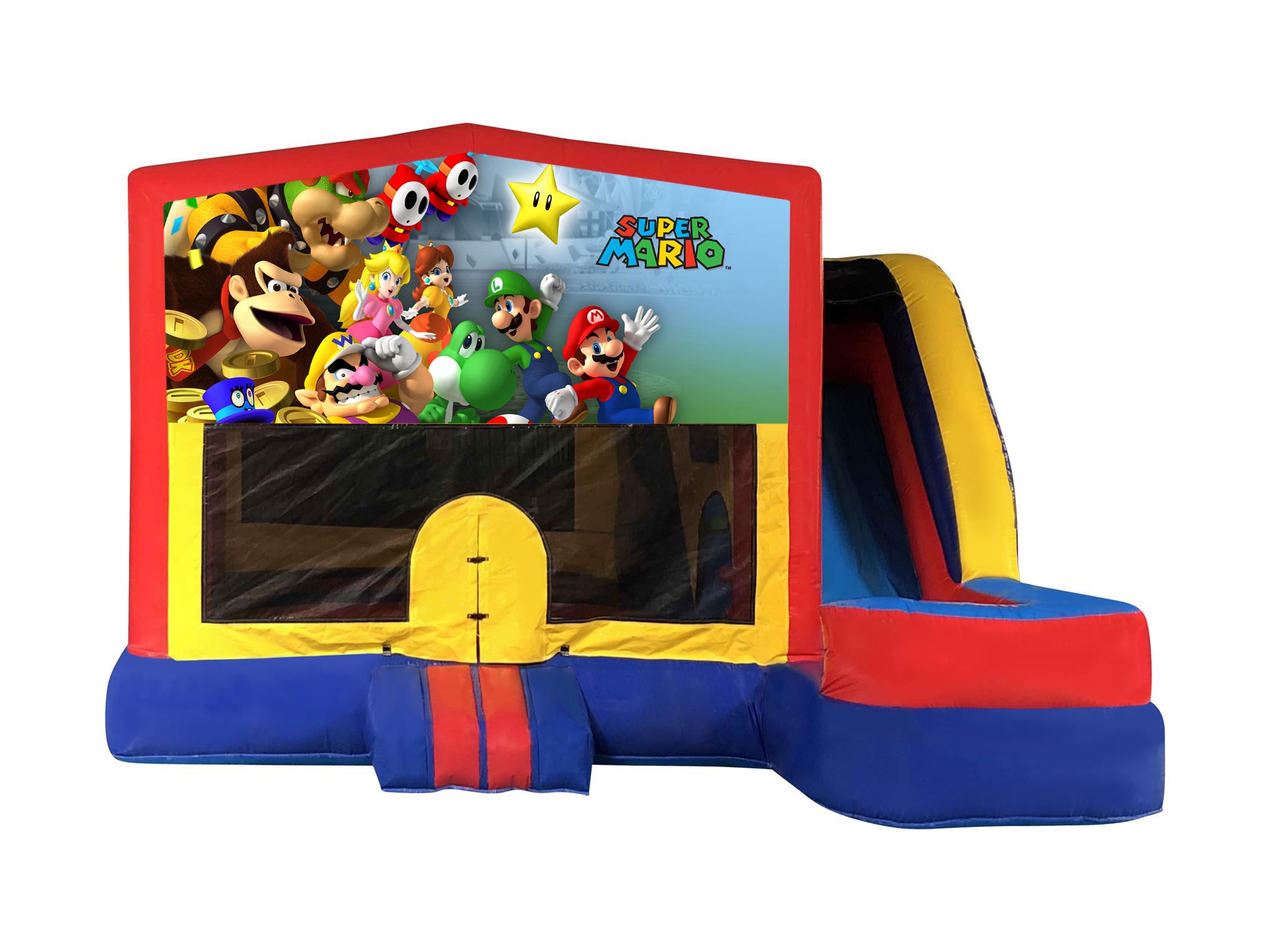Super Mario Medium External Slide Jumping Castle – Funtime Party Hire
