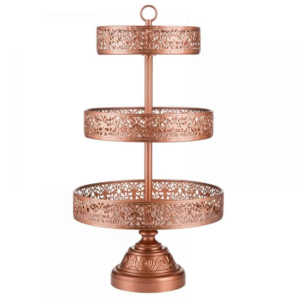 3 Tier Rose Gold Display Vintage Cupcake Stand – Funtime Party Hire