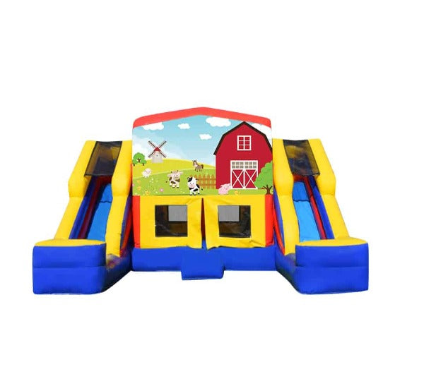 Farm Animals Double Mega Combo Jumping Castle – Funtime Party Hire