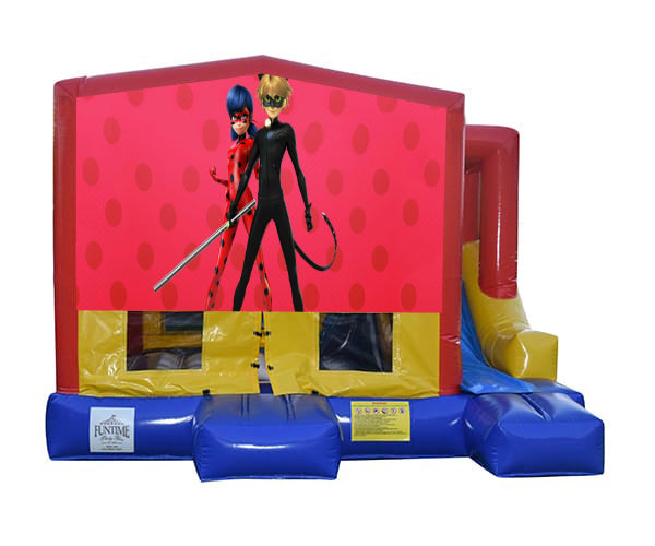 Miraculous Ladybug Small External Slide Jumping Castle – Funtime Party Hire