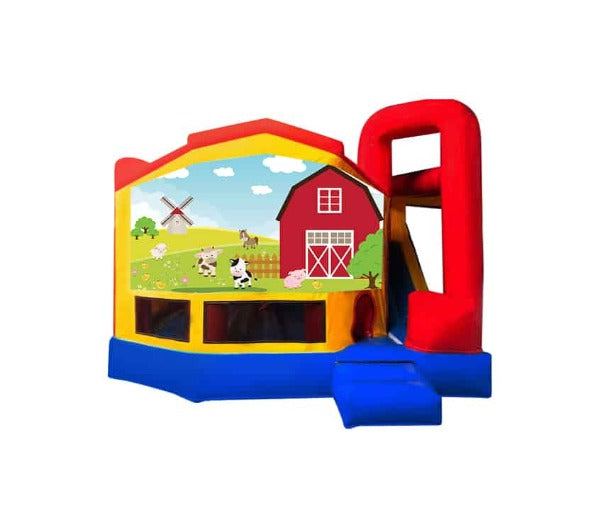 Farm Animals Medium Internal Slide Jumping Castle – Funtime Party Hire